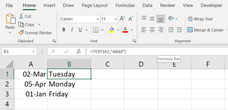 Excel Formula: Get day name from a date in Excel - Easy Simple Smart